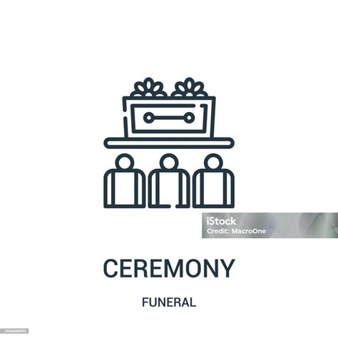 장례식 컬렉션에서 행사 아이콘 벡터입니다 얇은 라인 행사 개요 아이콘 벡터 일러스트 레이 션입니다 웹 및 모바일 앱 로고 인쇄 미디어에 사용할 선형 기호입니다 디자인에 대한