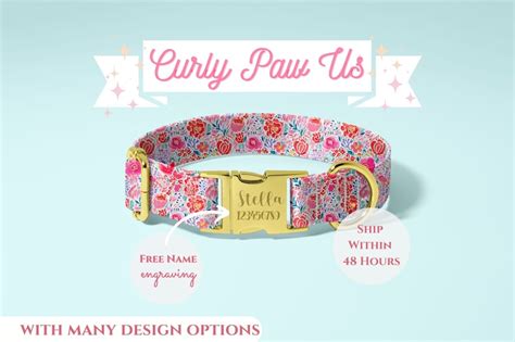 Personalized Dog Collar Floral Girl Dog Collar With Metal Buckle