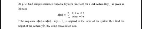 Solved 30p 3 Unit Sample Sequence Response System