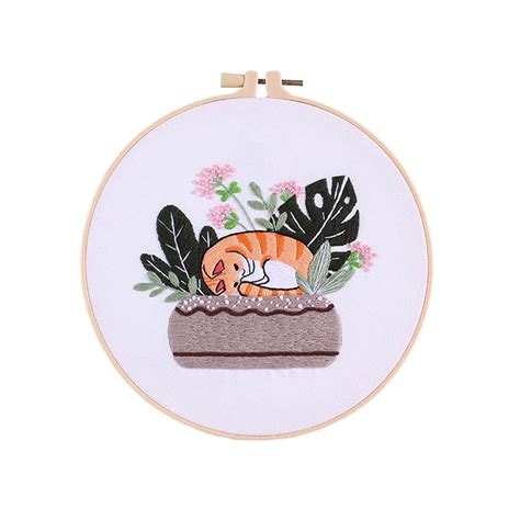 Embroidery Starter Kit With Cute Cat Patterns Diy Cross Stitch Kits