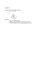 Assignment Linear Programming Odt Assignment Consider The Following