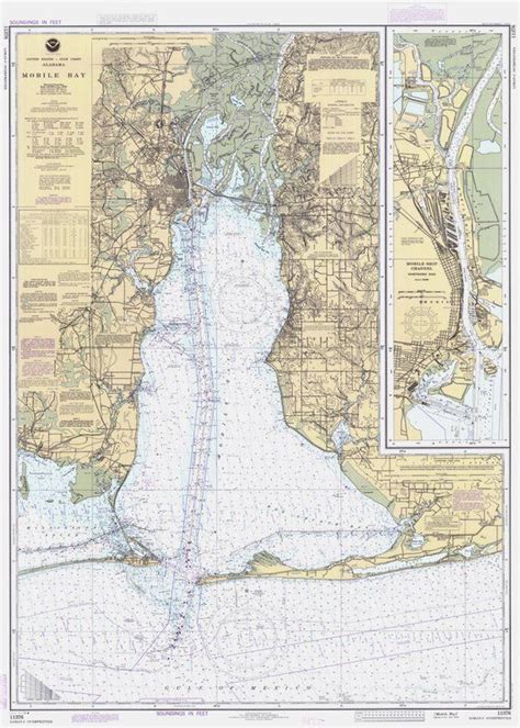 Mobile Bay Map Alabama 1984 Nautical Chart Print Etsy Vintage Wall Art Nautical Map