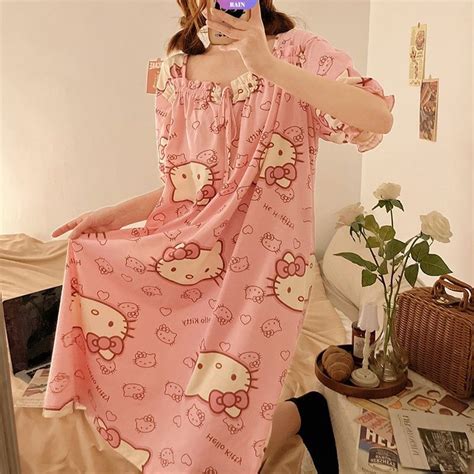 Collegiate Style Cartoon Sanrio Hello Kitty Full Print Women Summer