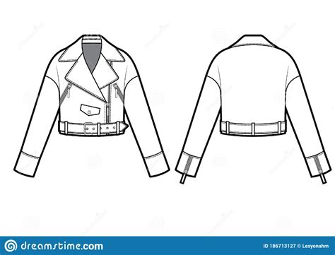 Leather Fashion Biker Jacket Vector Illustration Stock Illustration