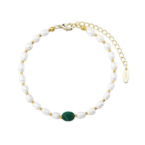 Yellow Gold Pearl And Malachite Bracelet Ttt Jewelry