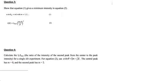Solved Show That Equation 1 Gives A Minimum Intensity In