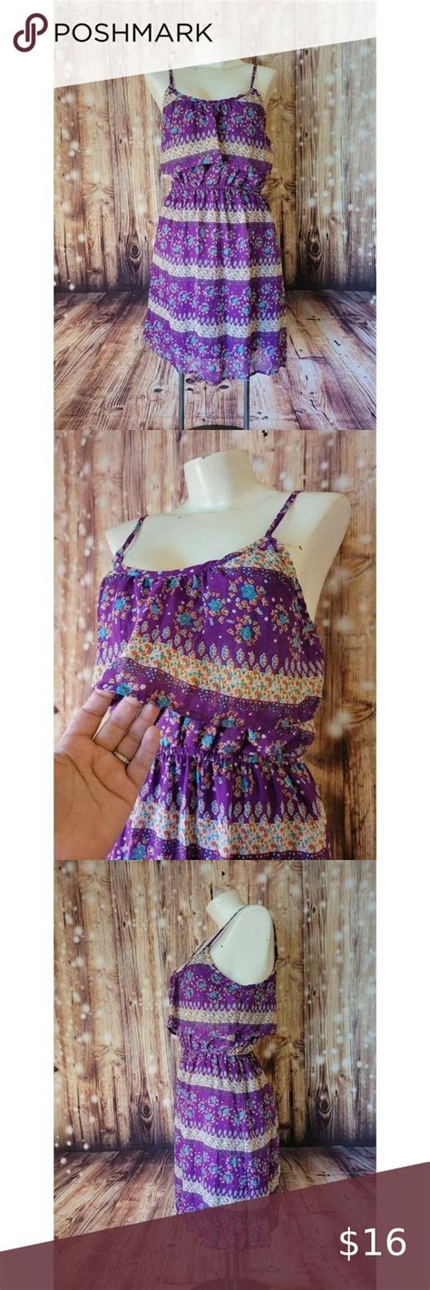 Mossimowomens Spaghetti Straps Dress Multicolor Floral Print Size