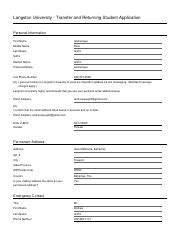 Langston University App Pdf Langston University Transfer And Returning Student Application