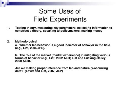 Ppt Session I An Introduction To Field Experiments John A List U Chicago And Nber