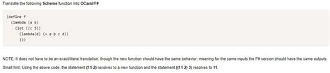 solved translate the following scheme function into ocaml f