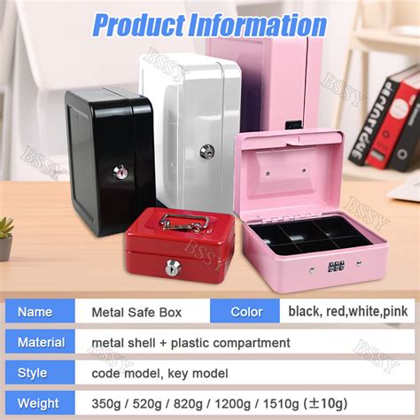 【in Stock 】cash Box Portable Money Secret Security Safe Metal Box Lock Metal Password Keys