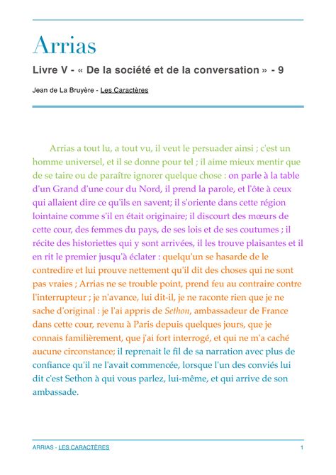 Analyse Linéaire Arrias Arrias Livre V De la société et de la