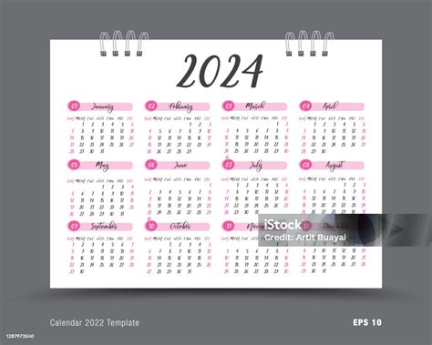캘린더 2024 템플릿 레이아웃 2024년 연간 캘린더 12개월 비즈니스 브로셔 전단지 인쇄 매체 광고 0명에 대한 스톡 벡터