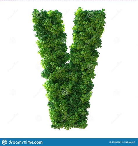 3d Alphabet Letter V Green Plant Leaves Grass Moss Basil Mint
