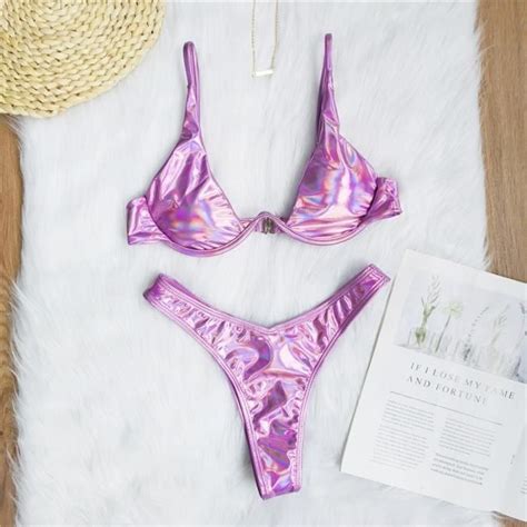 MAILLOT DE BAIN In X Maillot de bain sexy pour femmes deux pièces matériel brillant à