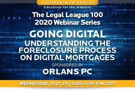 Join The Legal League 100 And Orlans Pc For A Virtual Webinar Going