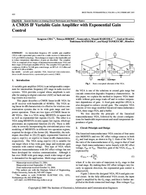 Pdf Exponential Gain Control In Cmos Vga