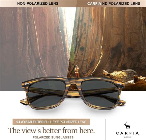 Carfia Square Polarized Sunglasses For Men Uv400 Protection Retro Acetate Italian Hand Crafted