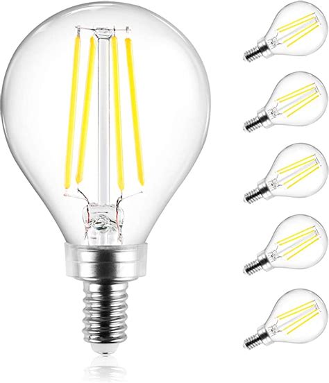 Ascher E Candelabra LED Light Bulbs Watt Equivalent Lumens Daylight White K