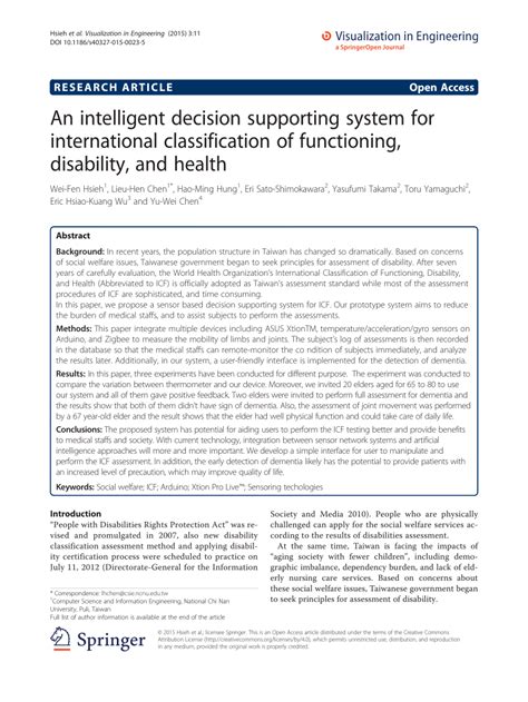 Pdf An Intelligent Decision Supporting System For International Classification Of Functioning
