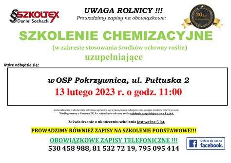 Zaproszenie Na Szkolenie Chemizacyjne Gmina Pokrzywnica