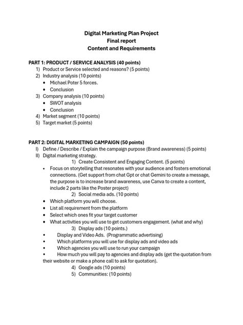 Digital Marketing Plan Project Pdf
