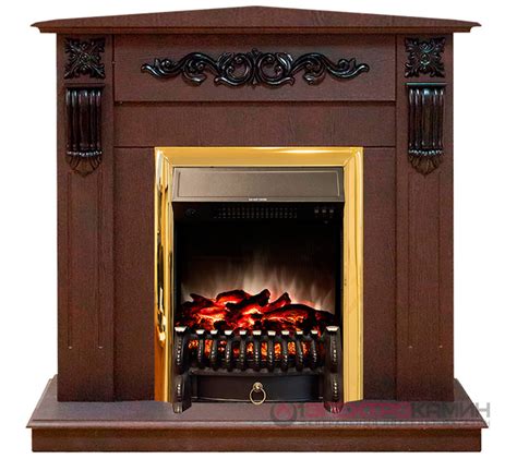 Угловой электрокамин RealFlame Dominica STD темный орех с 2D очагом