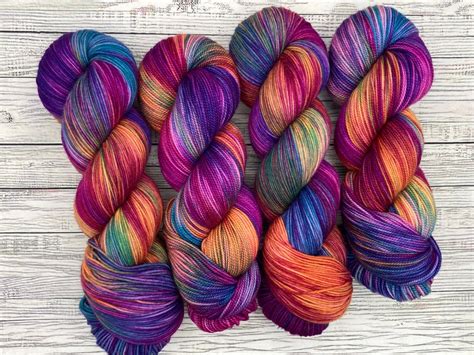 Gemstones Dark Rainbow Hand Dyed Sock Yarn Superwash Merino Wool Nylon
