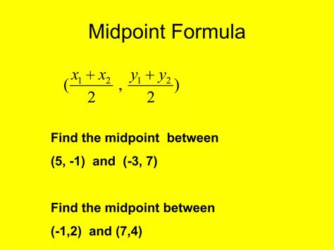 distance and midpoint formulas 11 5 pptx