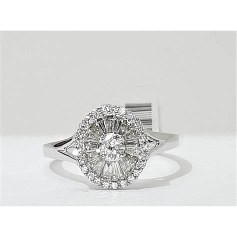 Windy City Signature 14k White Gold Diamond And Taper Baguette Ring