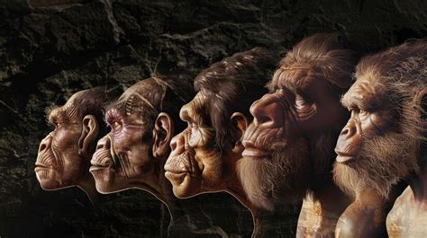 Premium Photo A Lineup Of Hominid Skulls From Left To Right Australopithecus Homo Habilis Homo