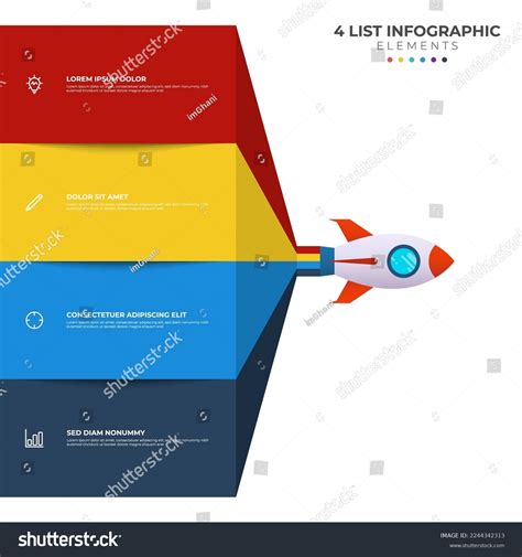 List Diagram 4 Points Steps Sequence Stock Vector Royalty Free