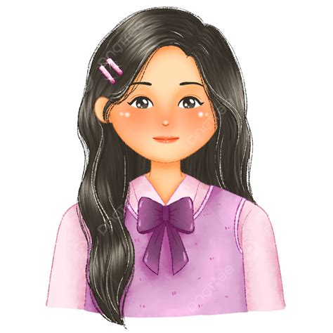 Long Haired Girl Png Picture Illustration Of Pretty School Girl Long