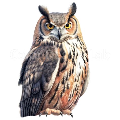 Great Horned Owl Clip Art Set Of 8 Printable Png Commercial Use