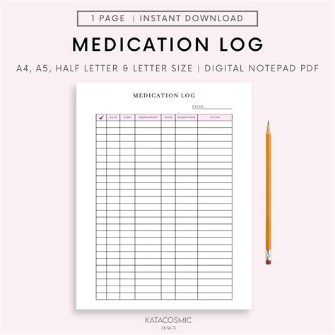 Printable Medication Tracker Medication Log Med Tracker Medicine