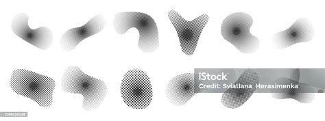 하프톤 도트 모양의 집합입니다 디자인을 위한 그라데이션 도트 텍스처 벡터 트렌디한 도트 효과는 Halftone Circle Gradient를 사용합니다 3차원 형태에 대한