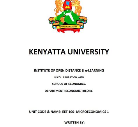 EET 100 Microeconomics Theory 1 Pdf Notes Pdf Notes