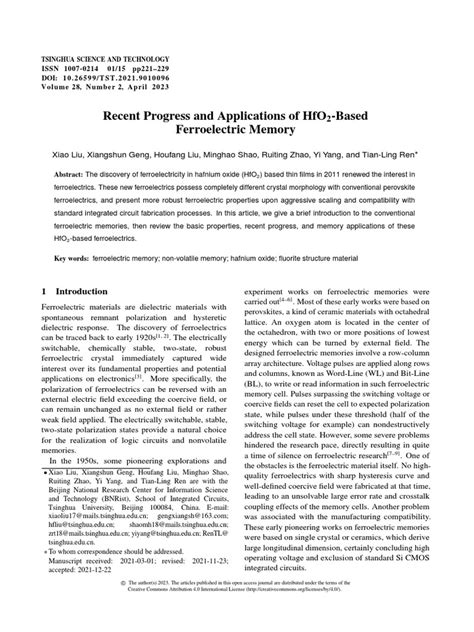 15 Recent Progress And Applications Of Hfo2 Based Ferroelectric