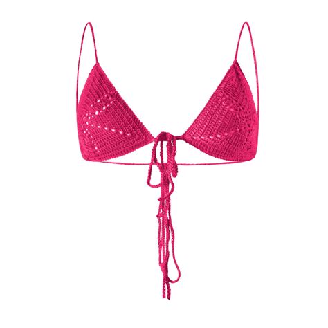 Fuschia Hand Crochet Bikini Top Alejandra Alonso Rojas