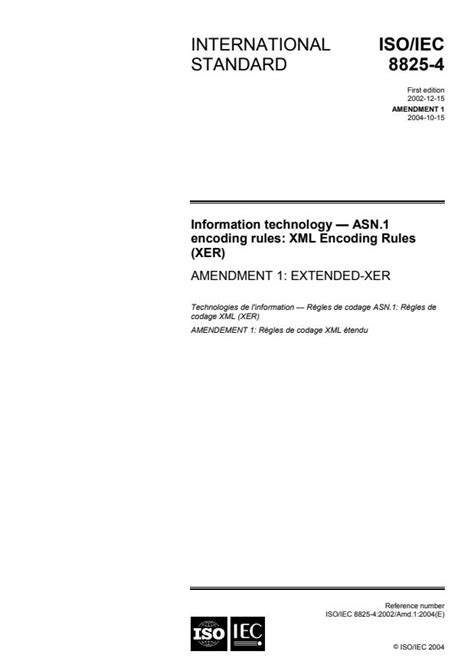ISO IEC 8825 4 2002 Amd 1 2004 Information Technology ASN 1 Encoding Rules XML Encoding Rules