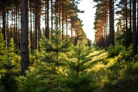 Premium Ai Image Pine Forest Path