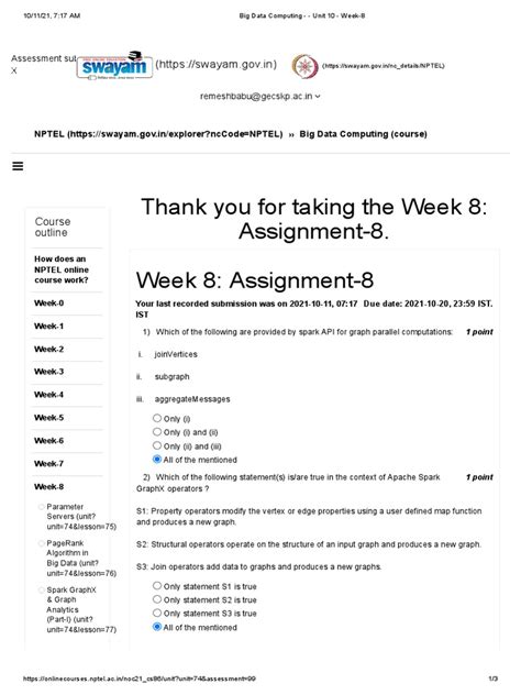 Big Data Computing Assignment 8 Pdf Apache Spark Theoretical Computer Science