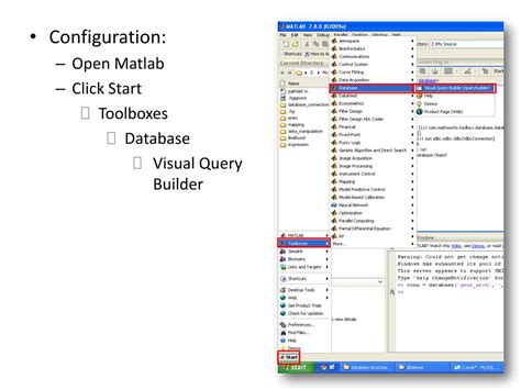 Ppt Matlab Database Configuration Guide First Time Use Powerpoint