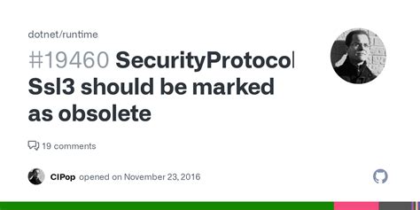 Securityprotocoltype Ssl3 Should Be Marked As Obsolete · Issue 19460