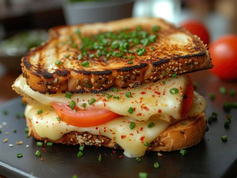 Hot Sandwich With Melted Cheese Stock Illustration Illustration Of