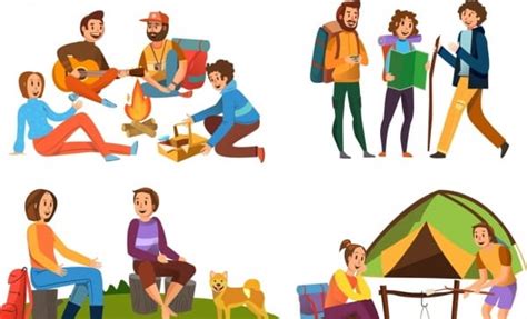 캠핑 아이콘 사람들 활동 디자인 컬러 만화 캐릭터 Ai Eps Uidownload