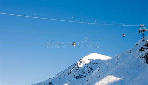 Cable Car Over Mounrain Stock Photo Image Of Snow Lift 64957312