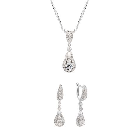 Bộ Trang Sức Kim Cương Vàng Trắng 14k Pnj 02479 01684