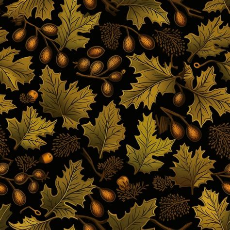 Premium Ai Image Golden Acorn Grove Seamless Oak Leaves Amp Acorn