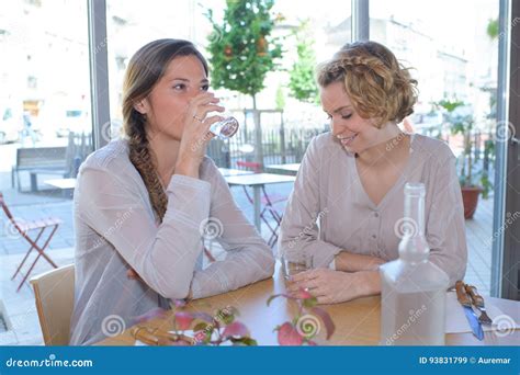 Pretty Women Having Lunch In Restaurant Stock Image Image Of Friends